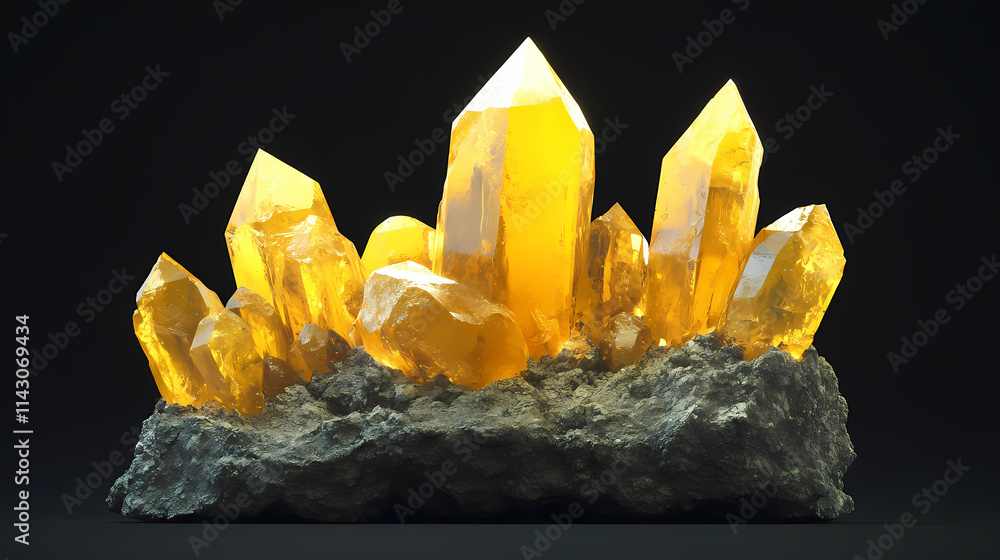 Isolated sulphur crystals: natural brimstone mineral with unique ...