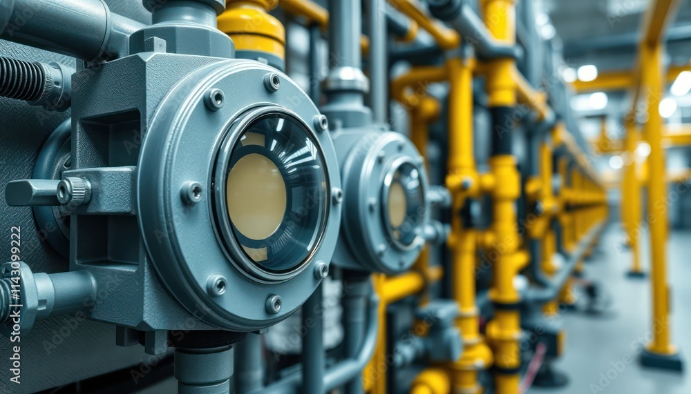 Industrial natural gas facility shows network of gas leak detection ...