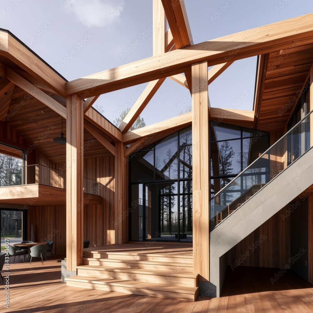 Mass timber construction in residential house wood concrete design wood ...