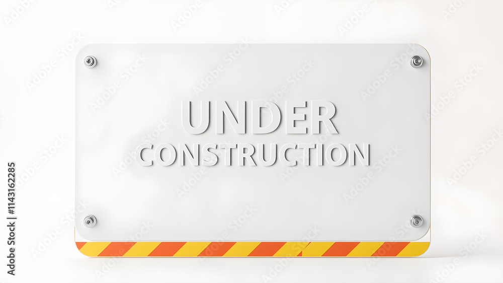 Blank Under Construction Sign in White Background. 3D Mesh Vector ...