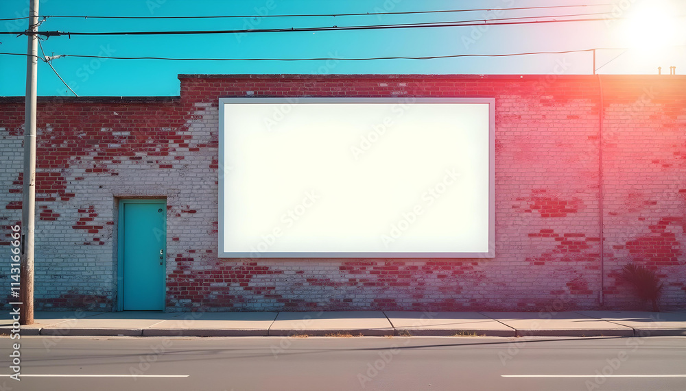 valla publicitaria en blanco en la calle y sin personas. Día soleado ...