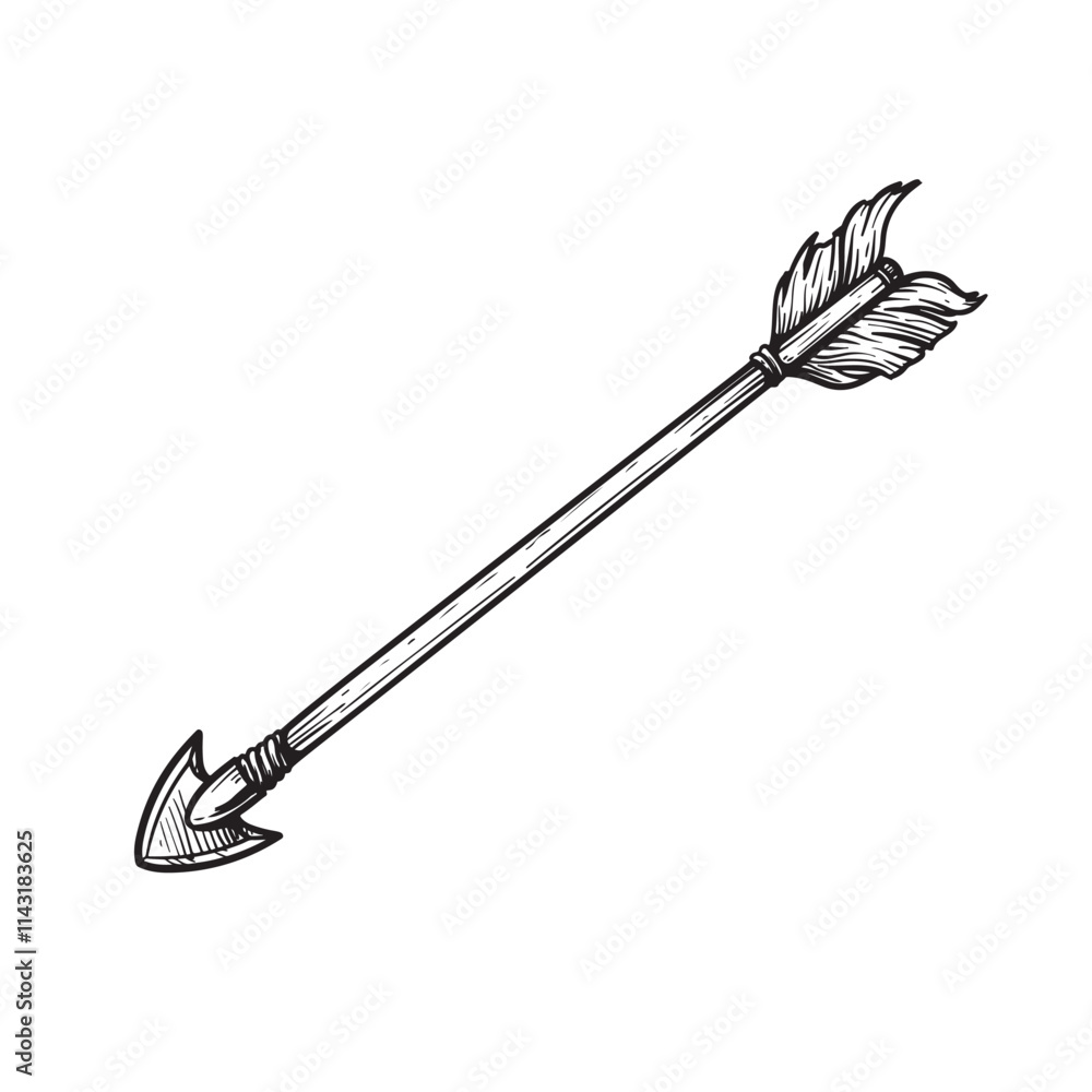 Boho tribal arrow. Hand drawn sketch style. Best for ethnic, tattoo ...