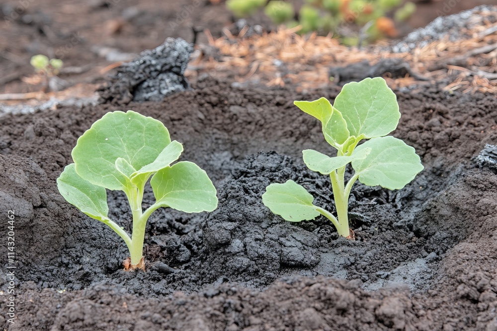 Regrowth takes hold as fresh green plants sprout from a forest ravaged ...