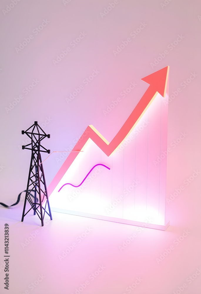 Double exposure of electricity and energy price increase and graphic ...
