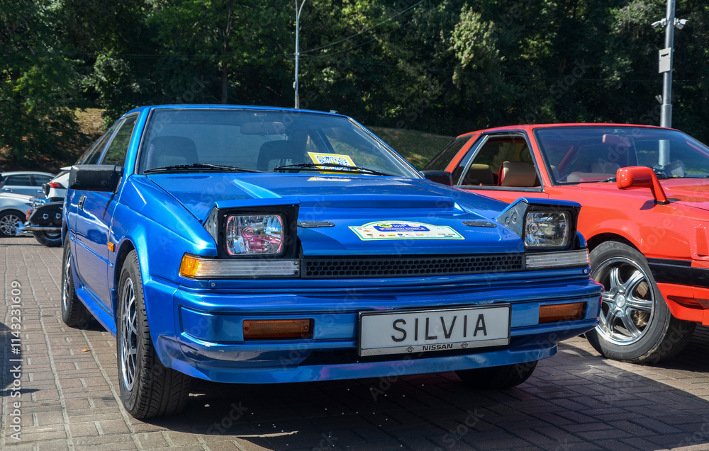 Classic Japanese blue coupe 1986 Nissan Silvia S12 hatchback with ...