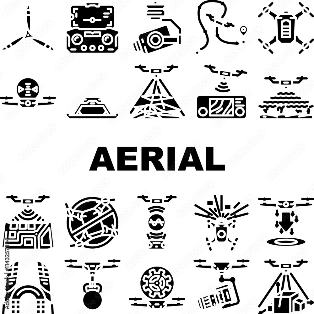 Vector de Stock unmanned aerial vehicle drone uav icons set vector ...