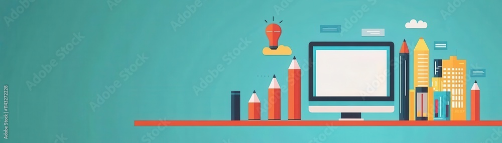 Product launch flat design side view innovation showcase animation ...