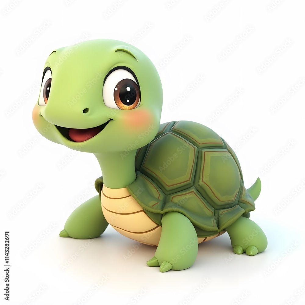 Cute 2D Cartoon Turtle Clipart for Kids Isolated on White Background ...