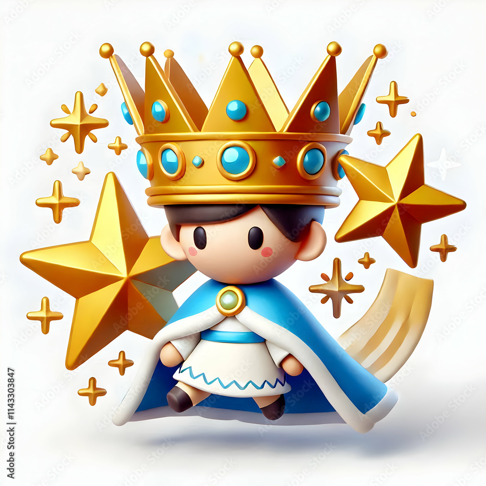 3D Reyes Magos Soaring Crown and Star Vector concept as Vector ...