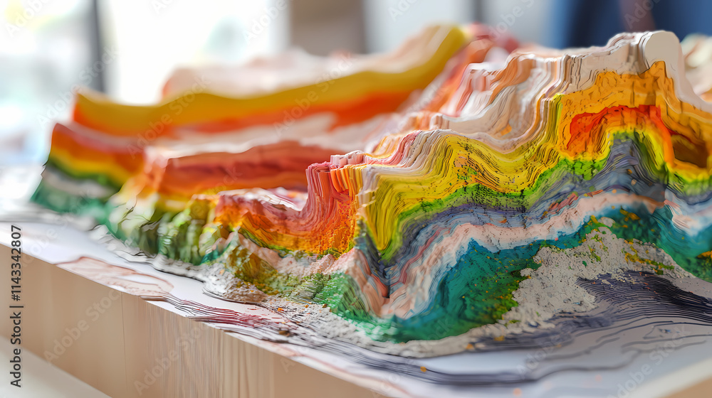 Geological study. a seismic activity model, with contour maps of ...