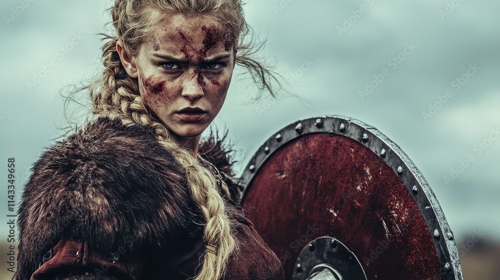 Valkyrie Vigilante: A Striking Image of a Viking Shieldmaiden in Combat ...