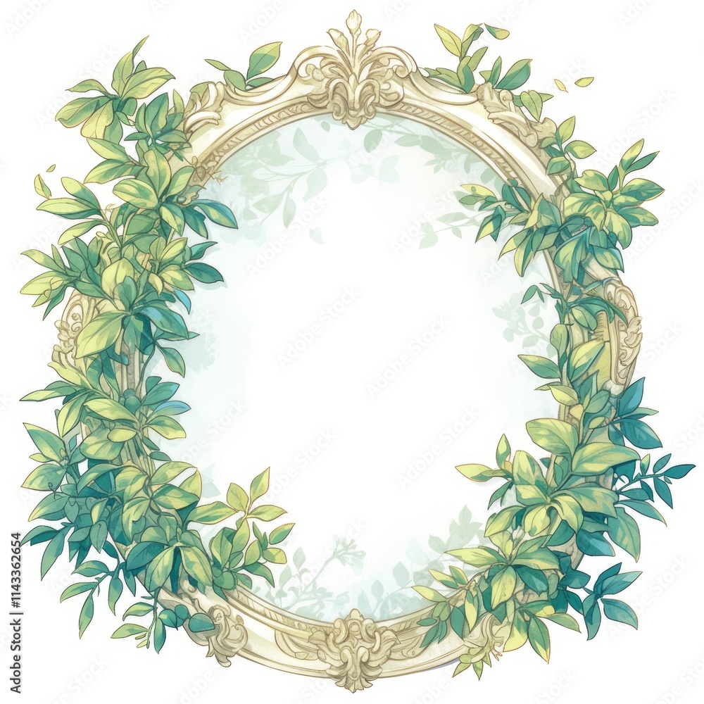 anime style oval leaf frame Stock Illustration | Adobe Stock