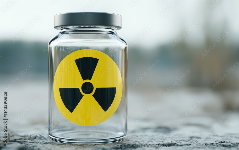 Warning of exposure: image of a radiation hazard symbol signaling ...