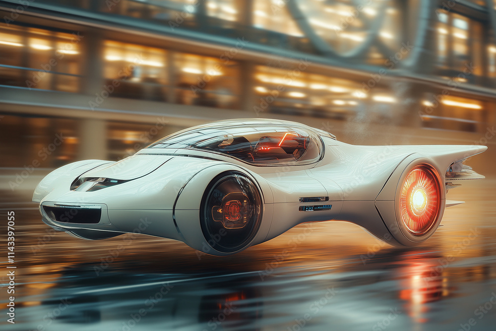 Futuristic car concept based on art deco aesthetic. Time warp and ...