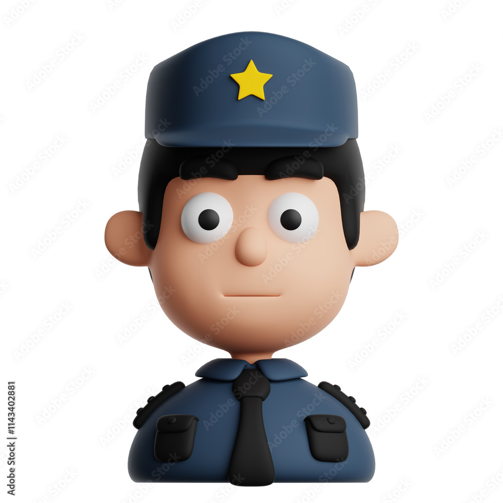 3D cartoon policeman character isolated on transparent background ...