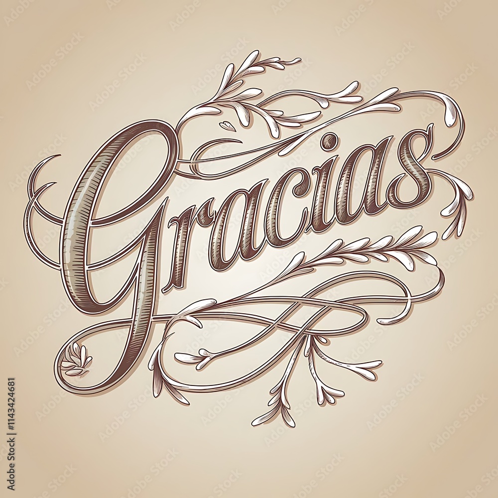 GRACIAS ( Thank you ) quote in Spanish language on light background ad ...