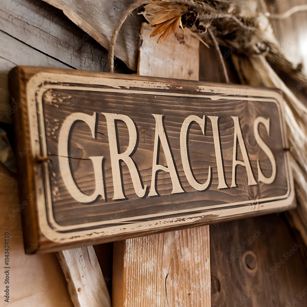 GRACIAS ( Thank you ) quote in Spanish language on light background ad ...