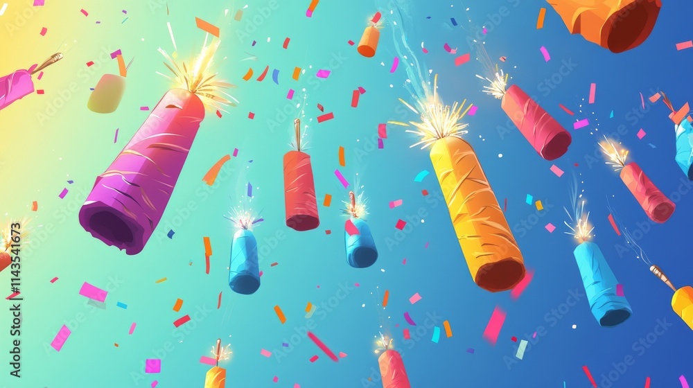 Cartoon petards. Feast firecracker and fireworks, fire crackers ...