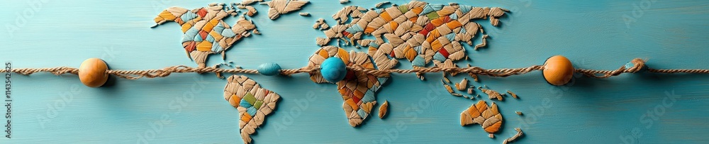 Illustrated global trade routes with arrows showing goods movement ...