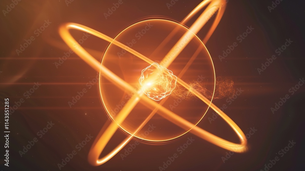 Glowing gamma ray symbol with radiant high-energy beam piercing through ...