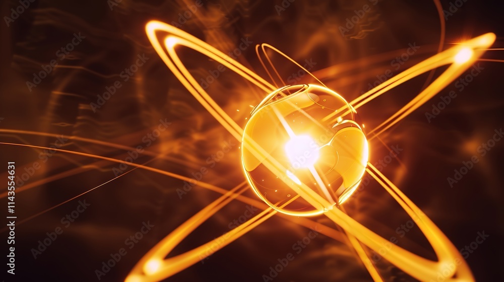 Glowing gamma ray symbol with radiant high-energy beam piercing through ...