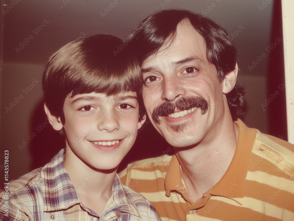 1970s father and son photograph Stock Photo | Adobe Stock
