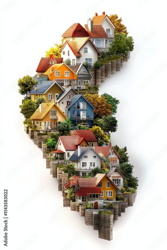 Illustrated timeline of urban development and property evolution Stock ...