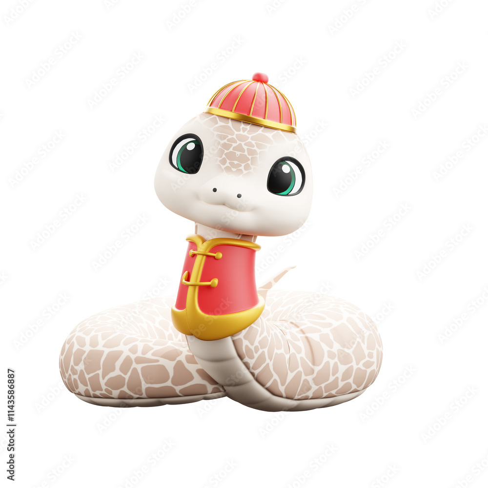 Charming Chinese Snake Chibi 3D Model Character. Cute 3D Snake ...