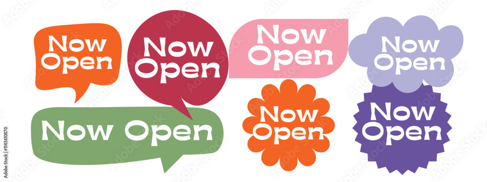 Now open label design in different colors Stock Vector | Adobe Stock