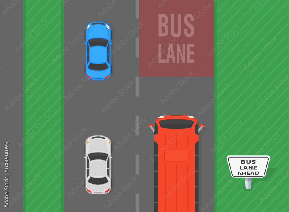 Vector de Stock Traffic regulation and driving tips. Top view of a ...