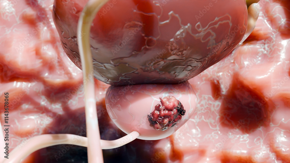 Prostate cancer stages. ancerous cells, malignant tumor compresses ...