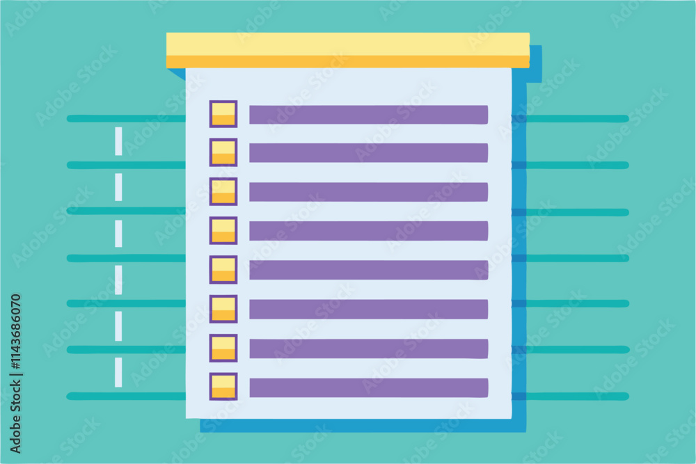 A vibrant checklist with boxes represents organization and task ...