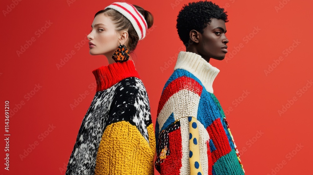 Embrace winter chic trendy oversized sweater with bold patterns in ...