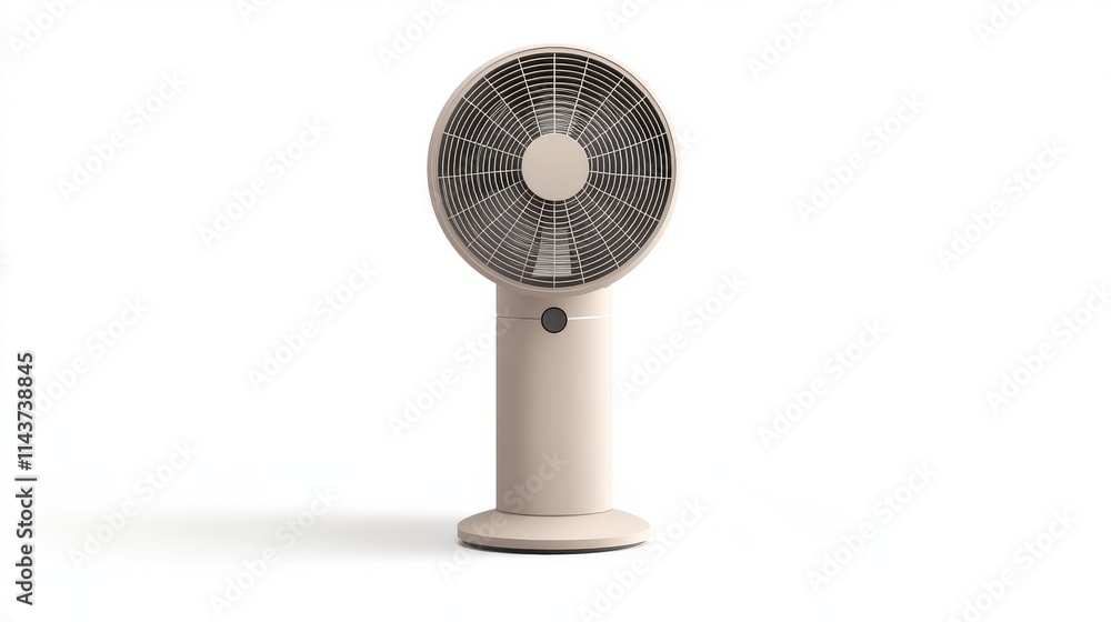 58.Vector image of a standing electric fan with a cylindrical base and ...