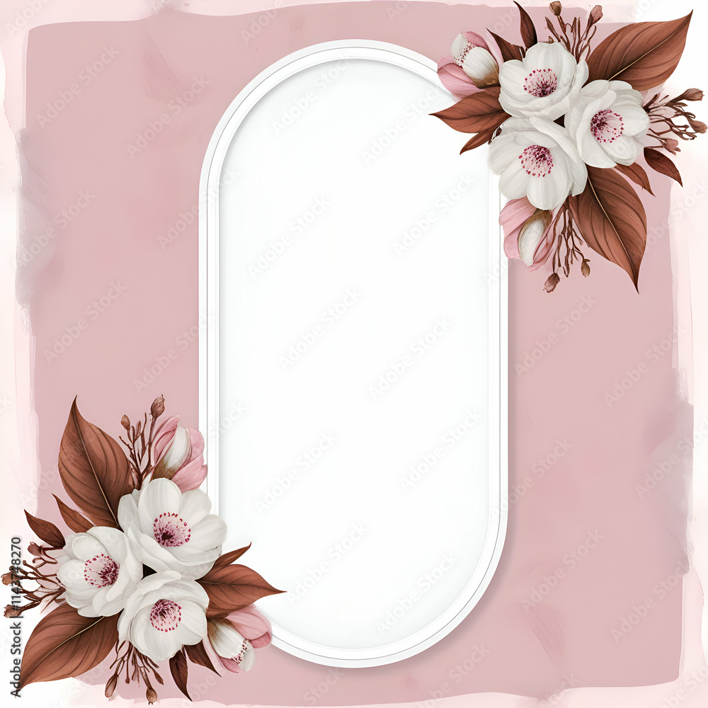 Flower Corner border frame pink background for wedding invitation card ...