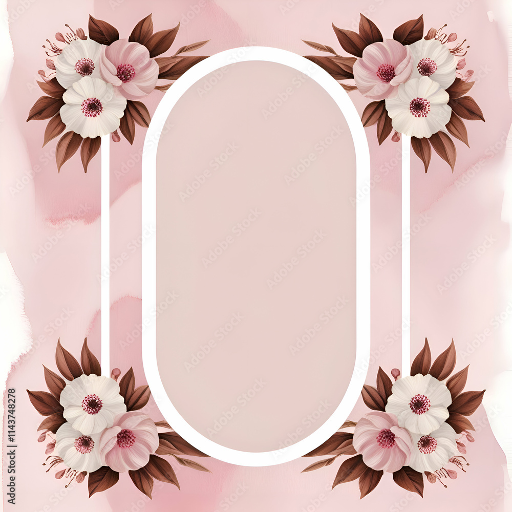 Flower Corner border frame pink background for wedding invitation card ...