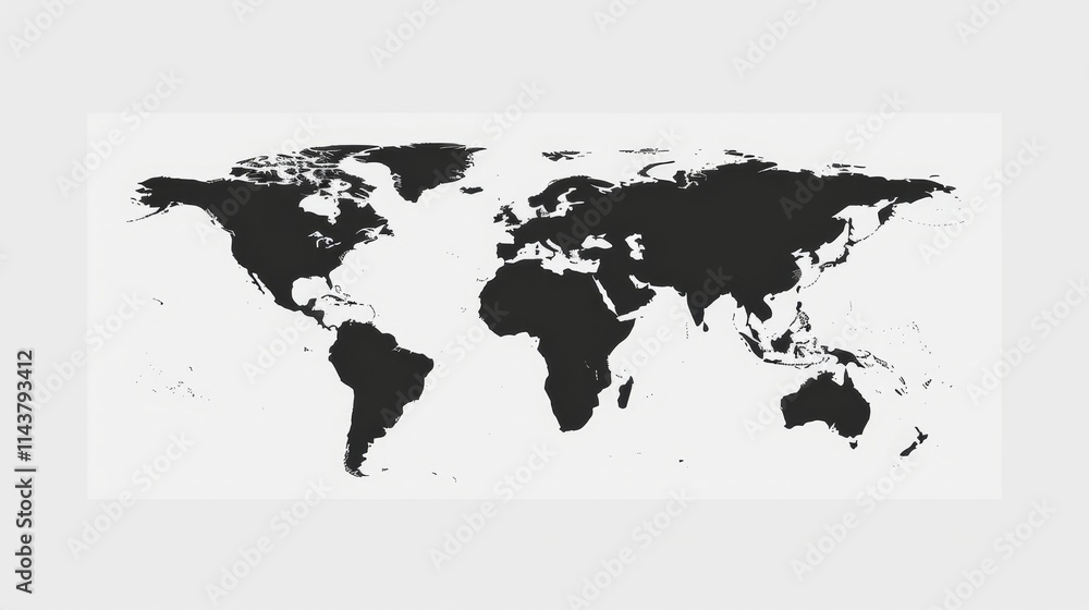 Minimalistic world map with borders on clean white background for ...