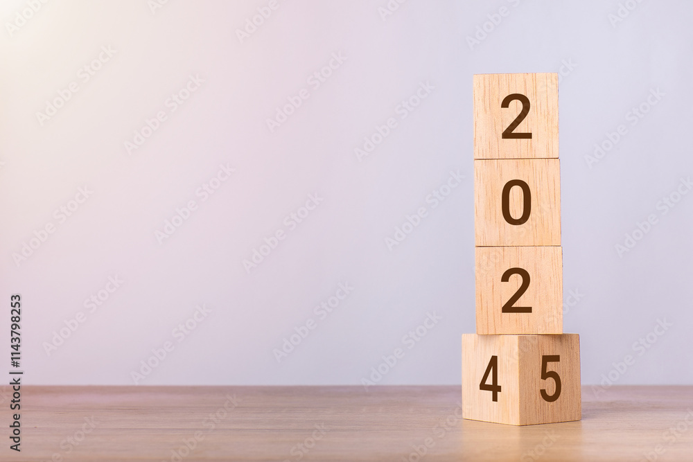2024 change to 2025 wooden cube blocks on blue background. Resolution ...