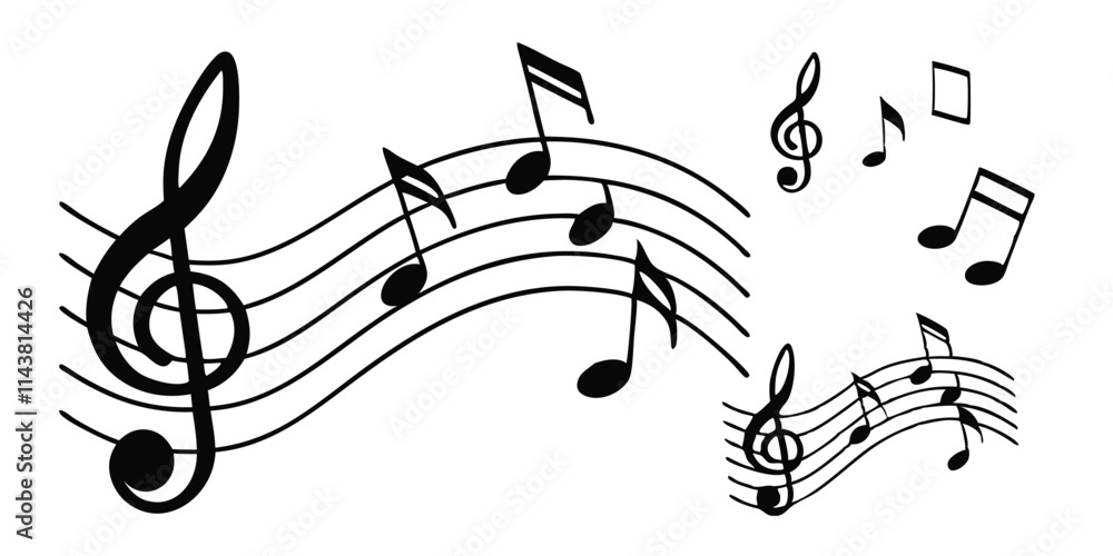 Musical Notes and Symbols Icon Set Stock Vector | Adobe Stock
