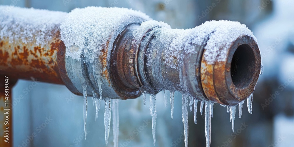 Steam metal pipe experiencing a water leak is depicted. The burst pipe ...