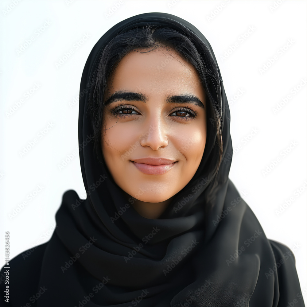 Beautiful middle eastern arabic muslim woman wearing abaya and hijab fashion portraits, Saudi ...