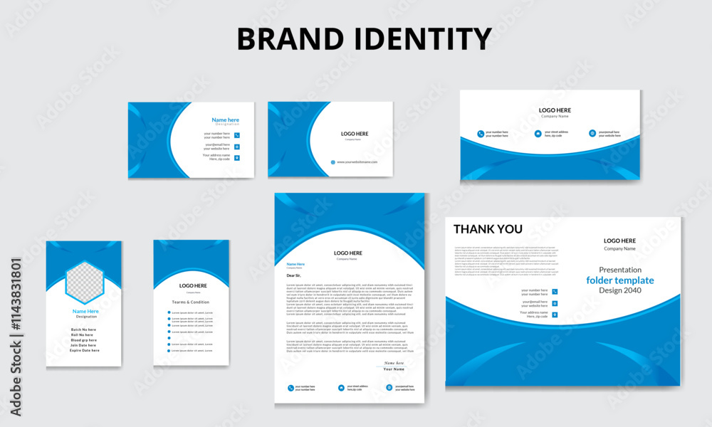 Corporate brand identity and office stationary, business card, id card ...