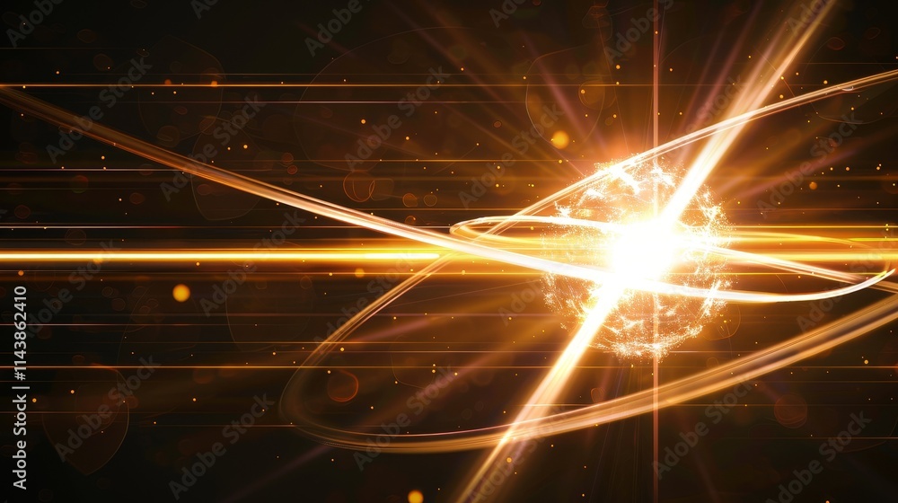 Glowing gamma ray symbol with radiant high-energy beam piercing through ...