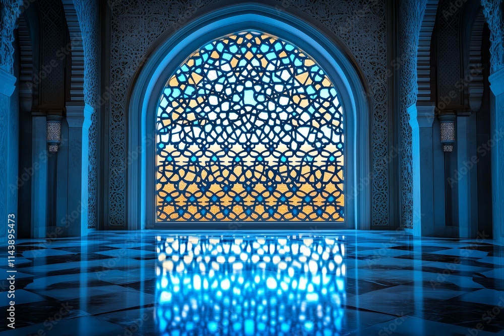 Islamic majestic Moorish arched window design greeting card background ...