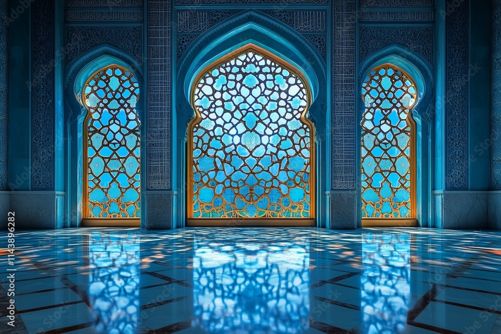 Islamic majestic Moorish arched window design greeting card background ...