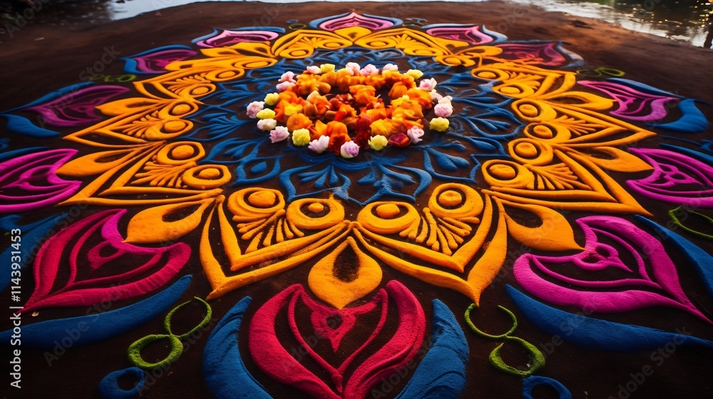 Vibrant and Colorful Indian Rangoli Designs Made with Vibrant Powders ...