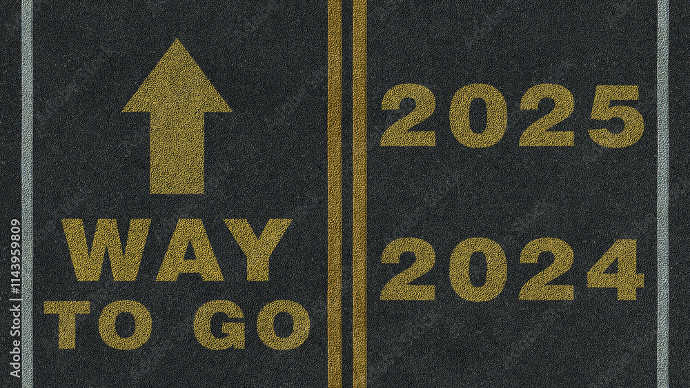 Road to 2025 - Forward Journey with Arrow and Milestone Markings Stock ...
