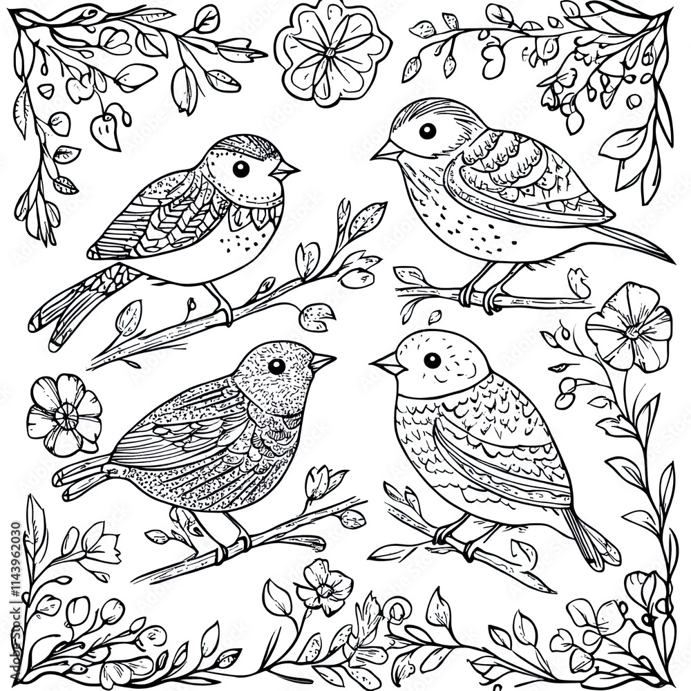 Simple Bird Zentangle Coloring Pages for Kids: Easy, Fun, Educational ...