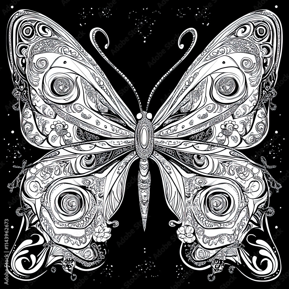 Simple Butterfly Coloring Page Illustration for Kids, Easy Patterns ...