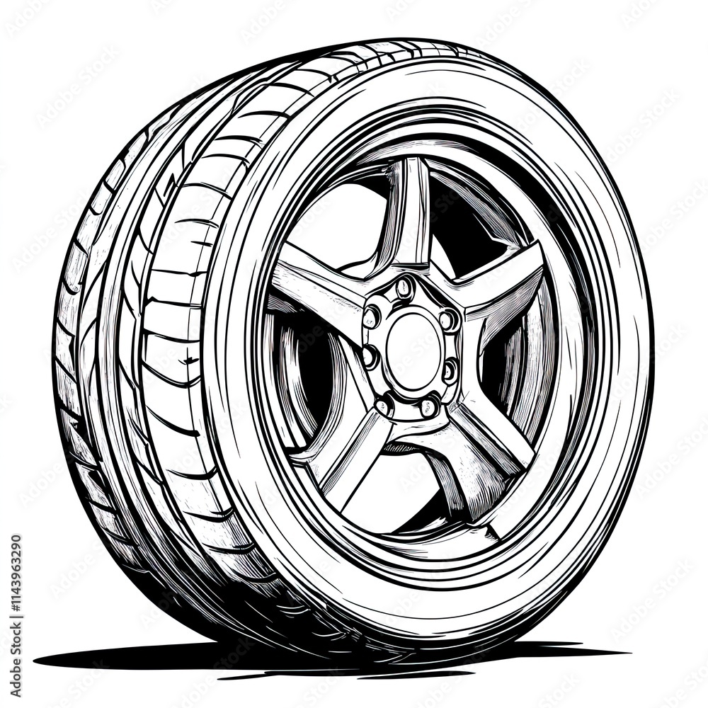 Simple Car Wheel Coloring Page for Kids: Easy Printable Activity Sheet ...